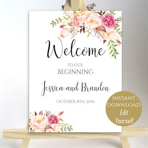 Personalized Welcome to Our Beginning Welcome Wedding Sign Printable ...