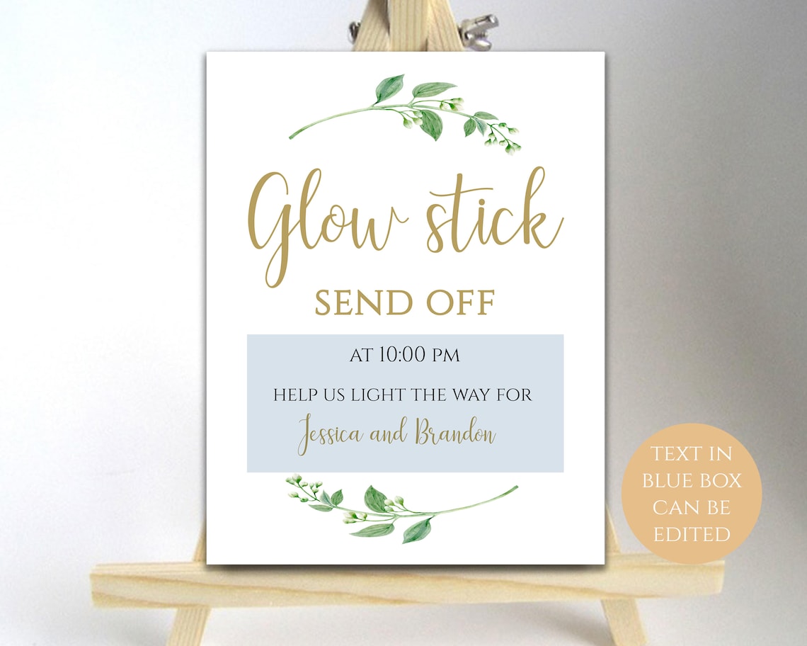 Personalized Glow Stick Send off Wedding Sign Printable | Etsy