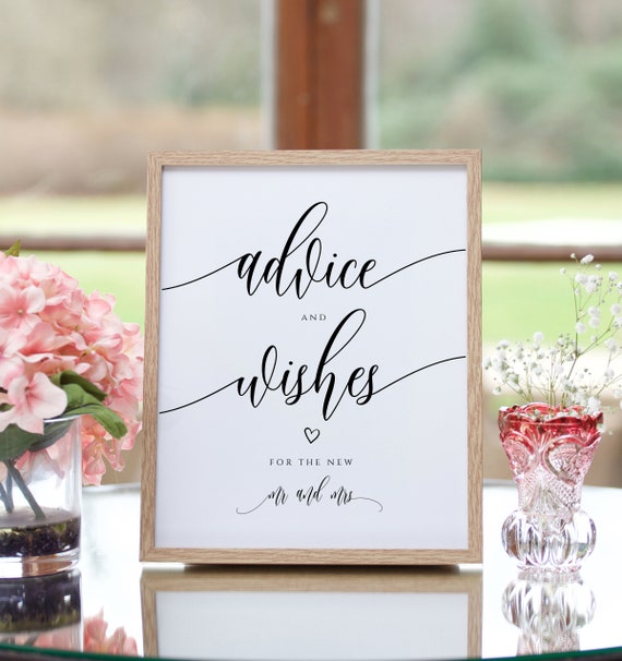 Wedding Advice Sign and Card Printable Advice and Wishes | Etsy