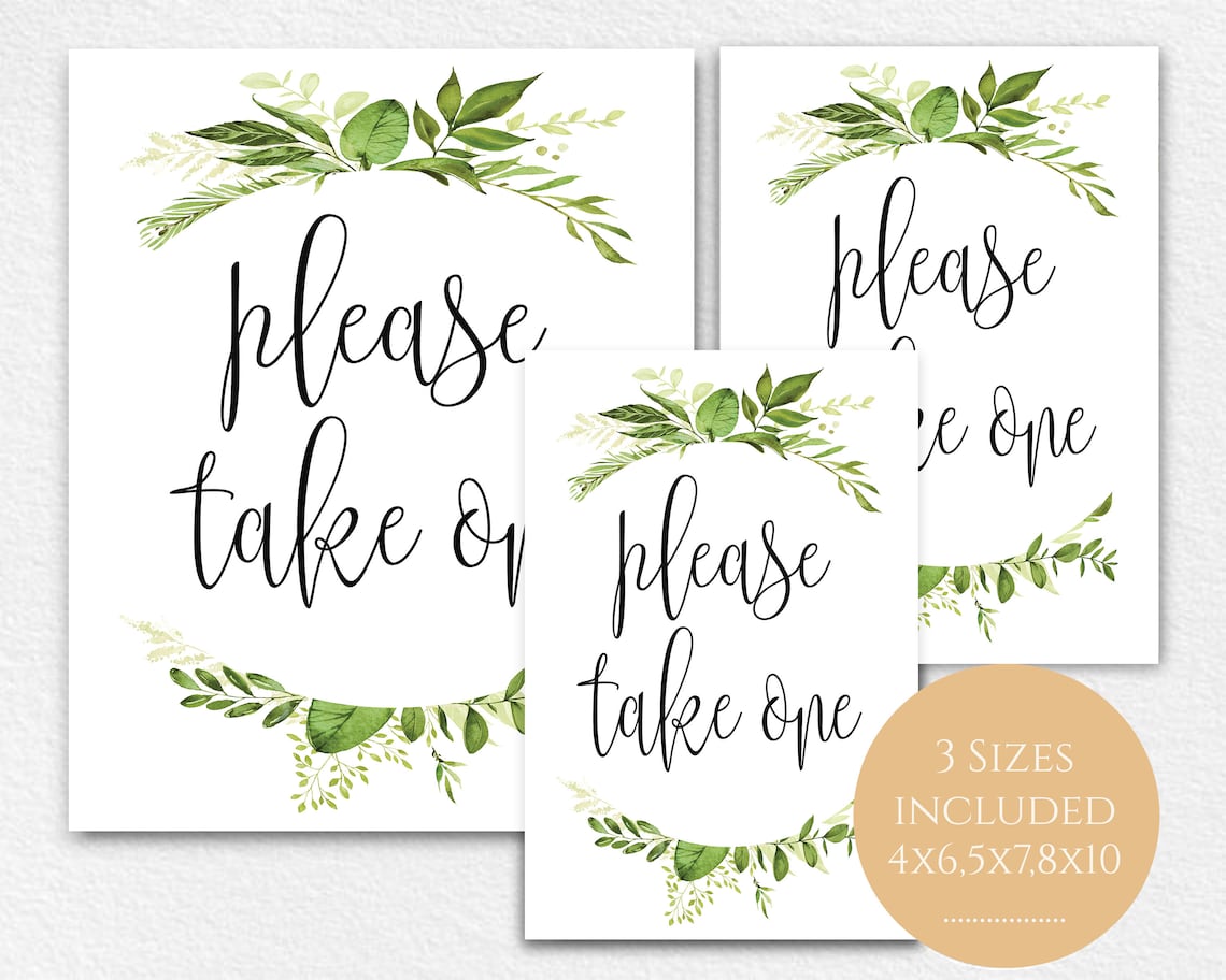 Printable Please Take One Sign Wedding Favor Sign Reception - Etsy Canada