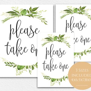 Printable Please Take One Sign Wedding Favor Sign Reception Signs Party ...