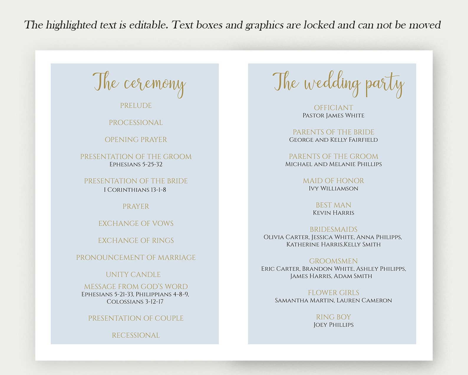 Folded Wedding Program Template Folded Wedding Program - Etsy