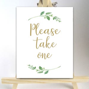 Printable Please Take One Sign Party Favors Please Tahle One Wedding ...