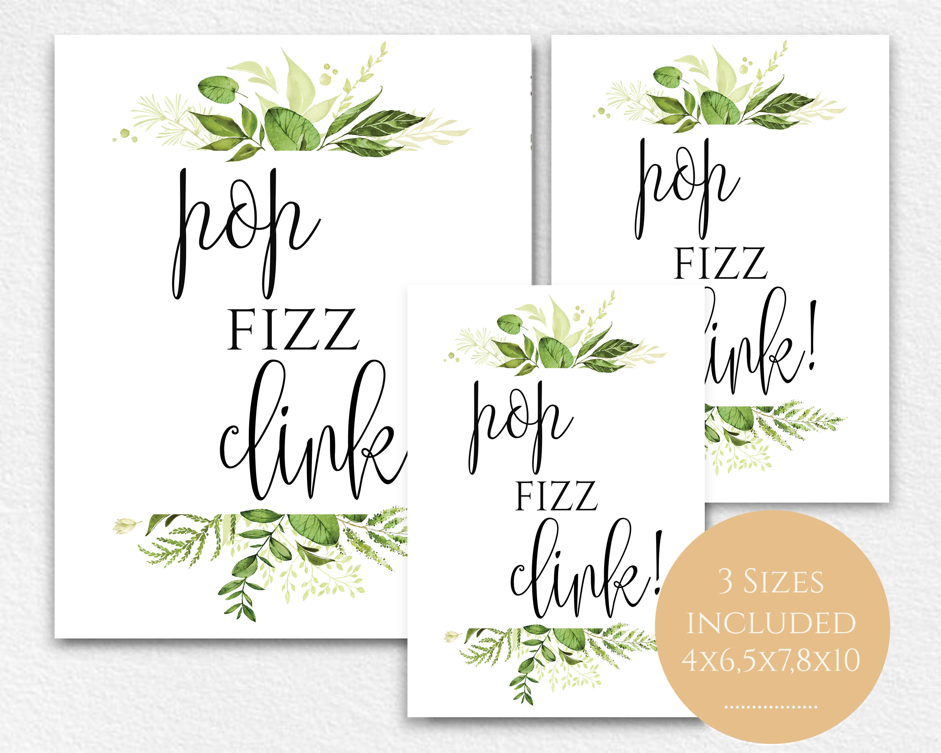 Pop Fizz Clink Sign Champagne Printable Champagne Sign | Etsy