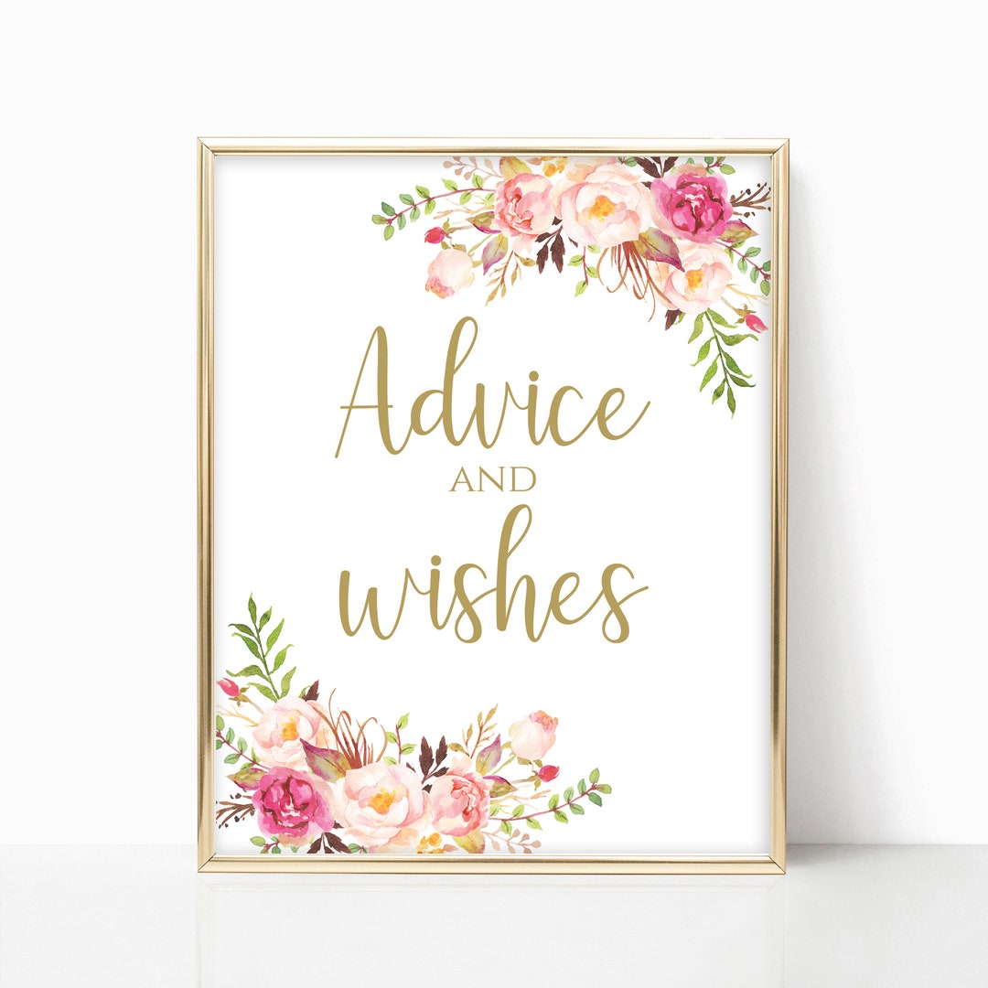Printable Wedding Advice Sign Advice and Wishes Wedding Guestbook Sign ...