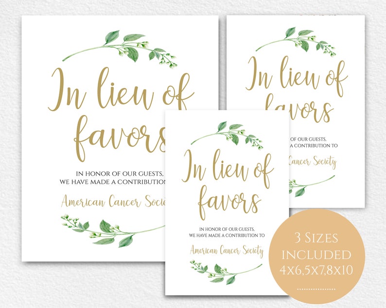 In Lieu of Favors Sign Donation Sign Favors Sign Favors - Etsy