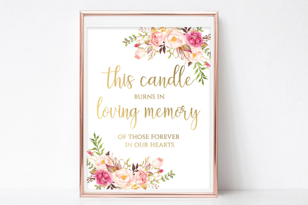 Wedding Memorial Candle Sign: Pastel Blooms in Loving Memory (digital ...