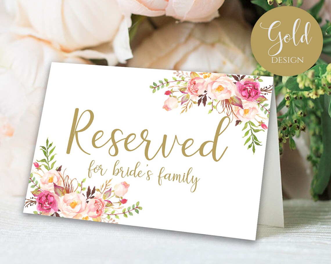 Floral Reserved Sign Reserved Printable Reserved Wedding Sign - Etsy