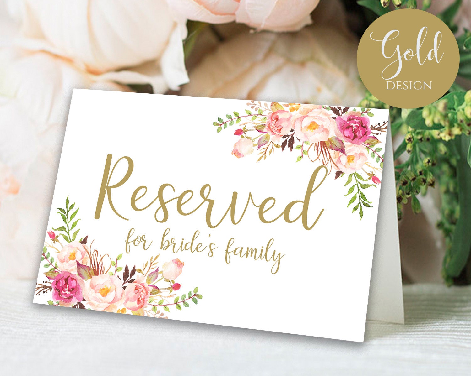 Floral Reserved Sign Reserved Printable Reserved Wedding Sign - Etsy
