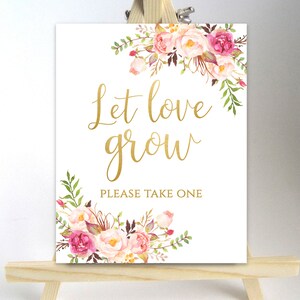 Let Love Grow Sign Wedding Favor Sign Please Take One Seed Favor Sign ...