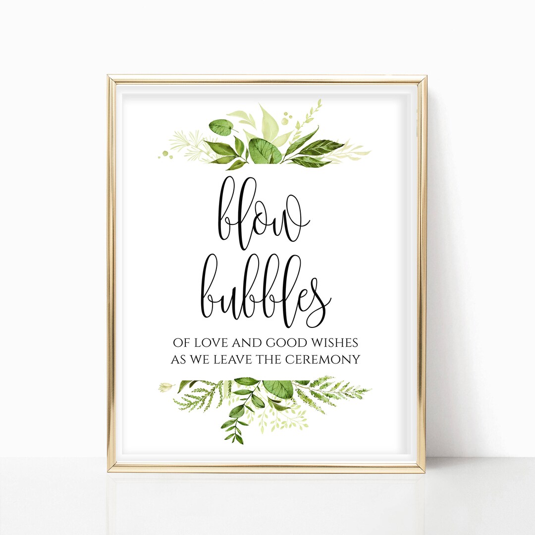 Printable Bubbles Sign Blow Bubbles Send off Sign Mr and Mrs Sign ...