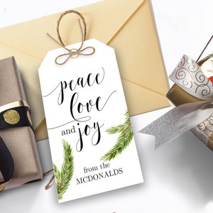 Peace Love and Joy Holiday Tags Personalized Christmas Tags for Party ...