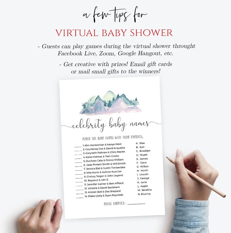 Celebrity Baby Names Game Printable & Virtual Editable - Etsy
