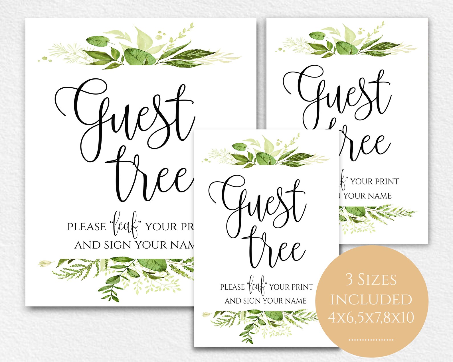 Printable Guest Tree Sign Please Leaf Your Name Guest Book - Etsy