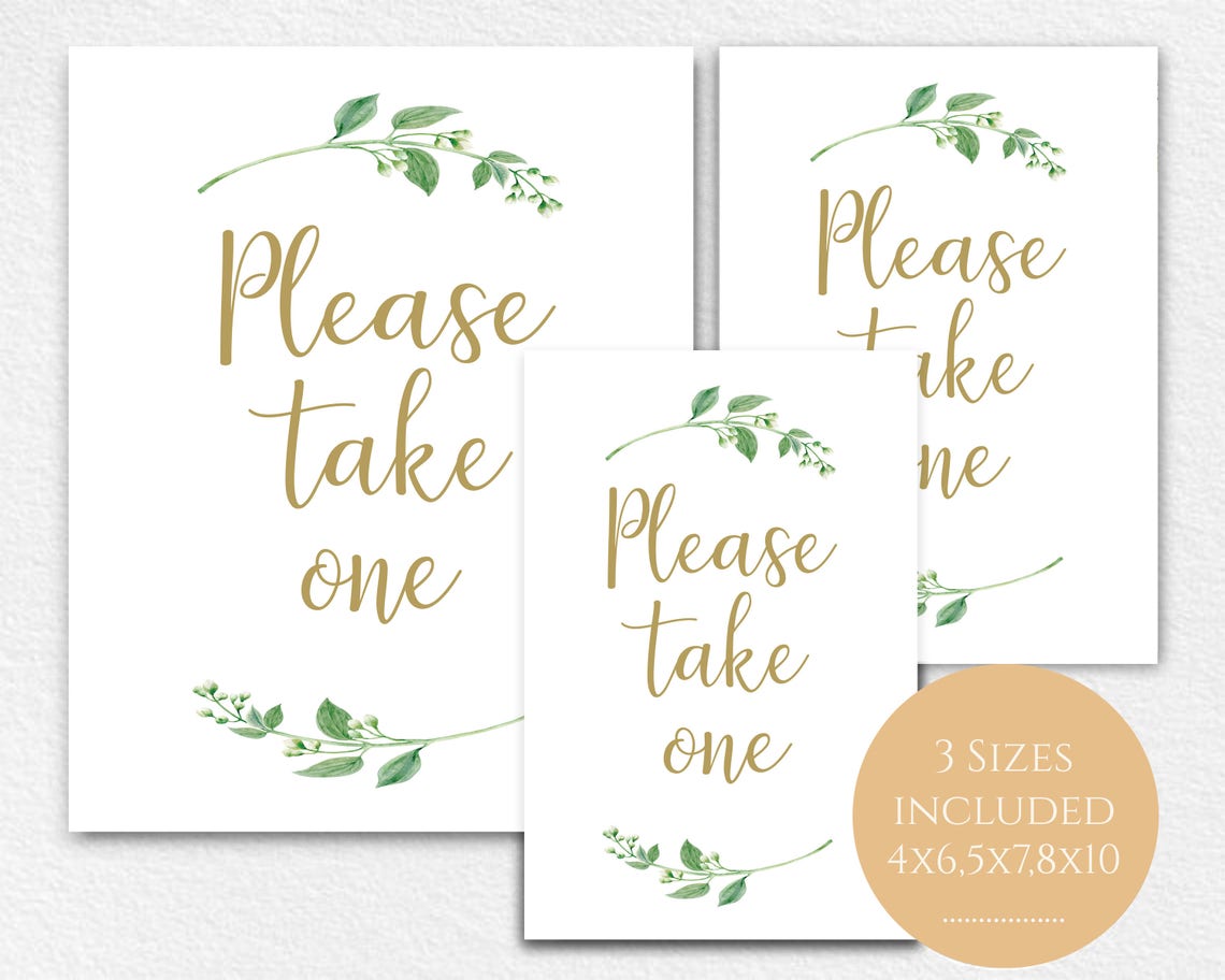 Printable Please Take One Sign Party Favors Please Tahle One | Etsy