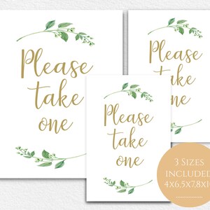 Printable Please Take One Sign Party Favors Please Tahle One Wedding ...