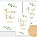 Printable Please Take One Sign Party Favors Please Tahle One Wedding ...