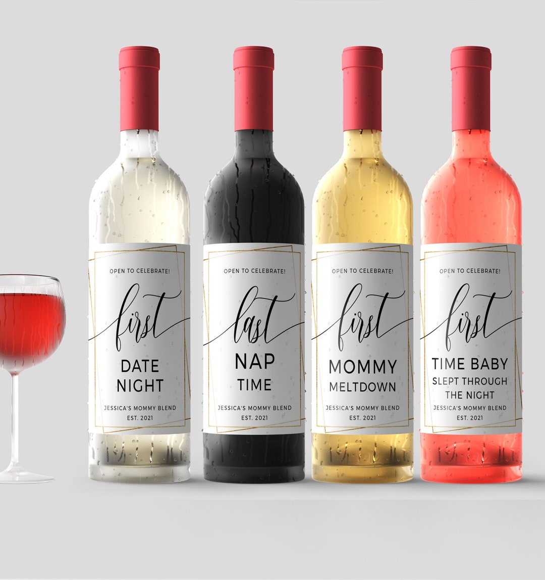 New Mom Gift Wine Labels Mommy Milestones Baby Shower Gift Wine Fun New ...