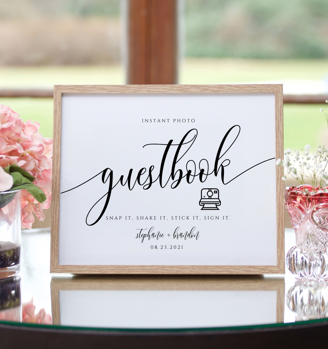 Photo Guestbook Sign Printable, Photo Booth Sign, Snap It Shake It ...