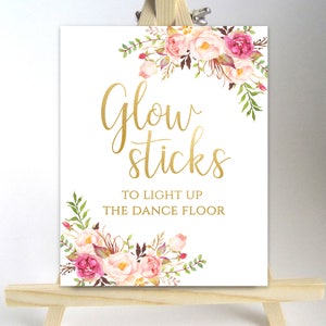 Printable Glow Stick Sign Glow Signs Glow Sticks for Wedding Glow ...