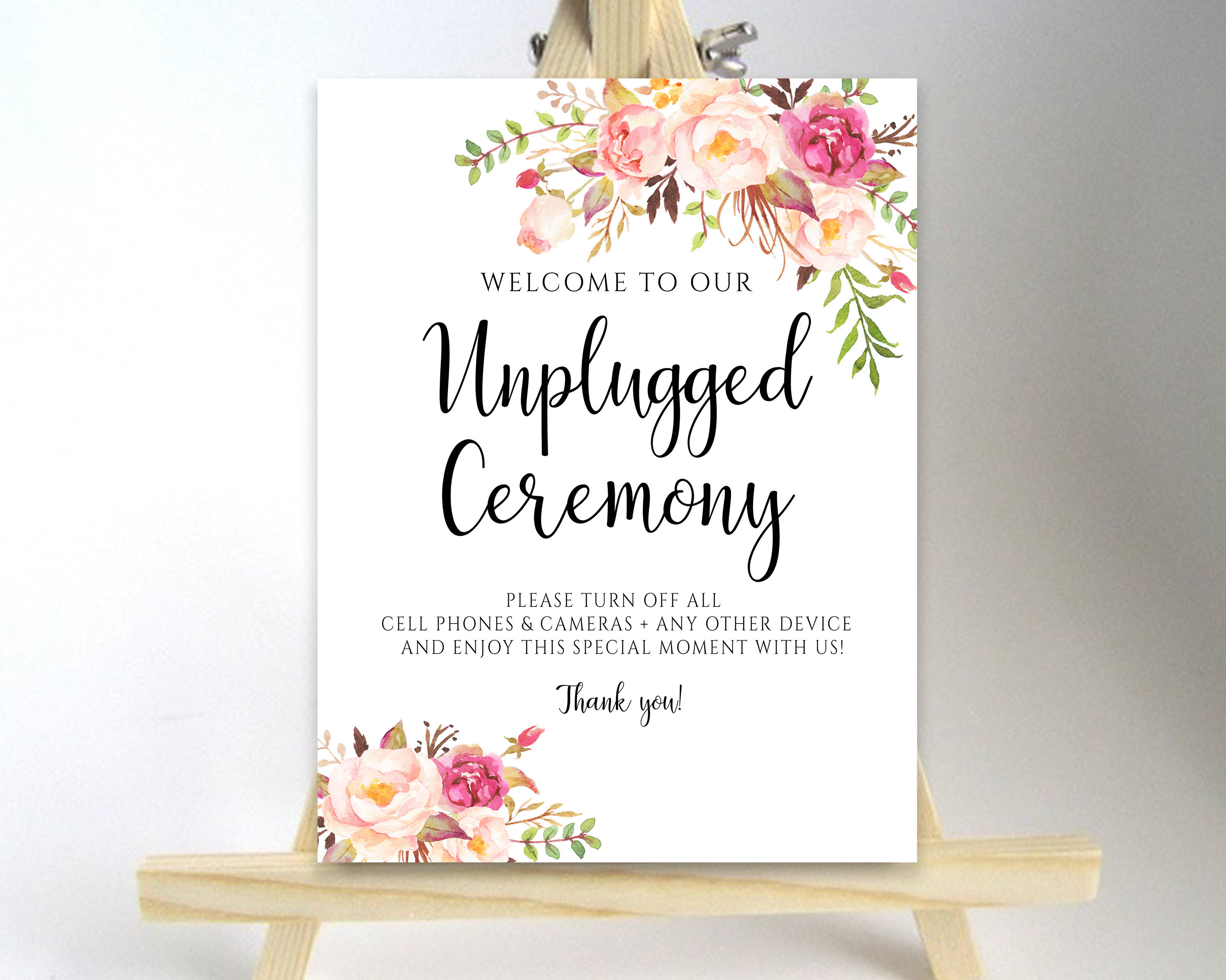 Unplugged Ceremony Sign Printable Unplugged Wedding Sign Turn - Etsy ...