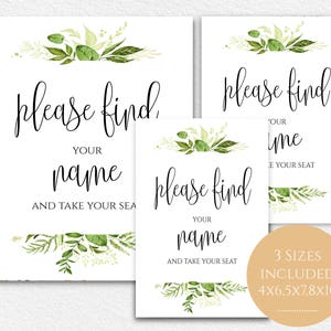 Printable Find Your Name and Take Your Seat Sign Table Sign Party Sign ...