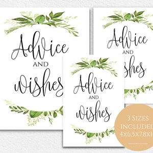 Advice and Wishes Sign Printable Wedding Sign Wedding Decor Wedding ...
