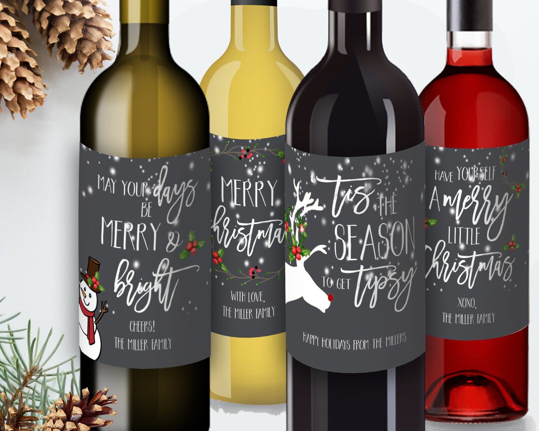 Printable Christmas Gift Set of 4 Christmas Wine Labels Template ...