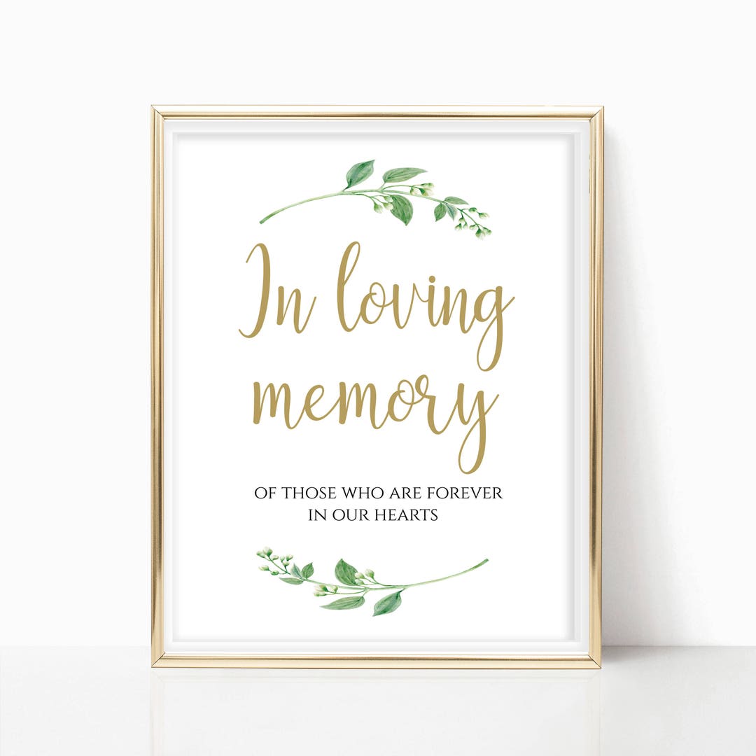 In Loving Memory Sign Memorial Table Sign in Memory Sign Memorial ...