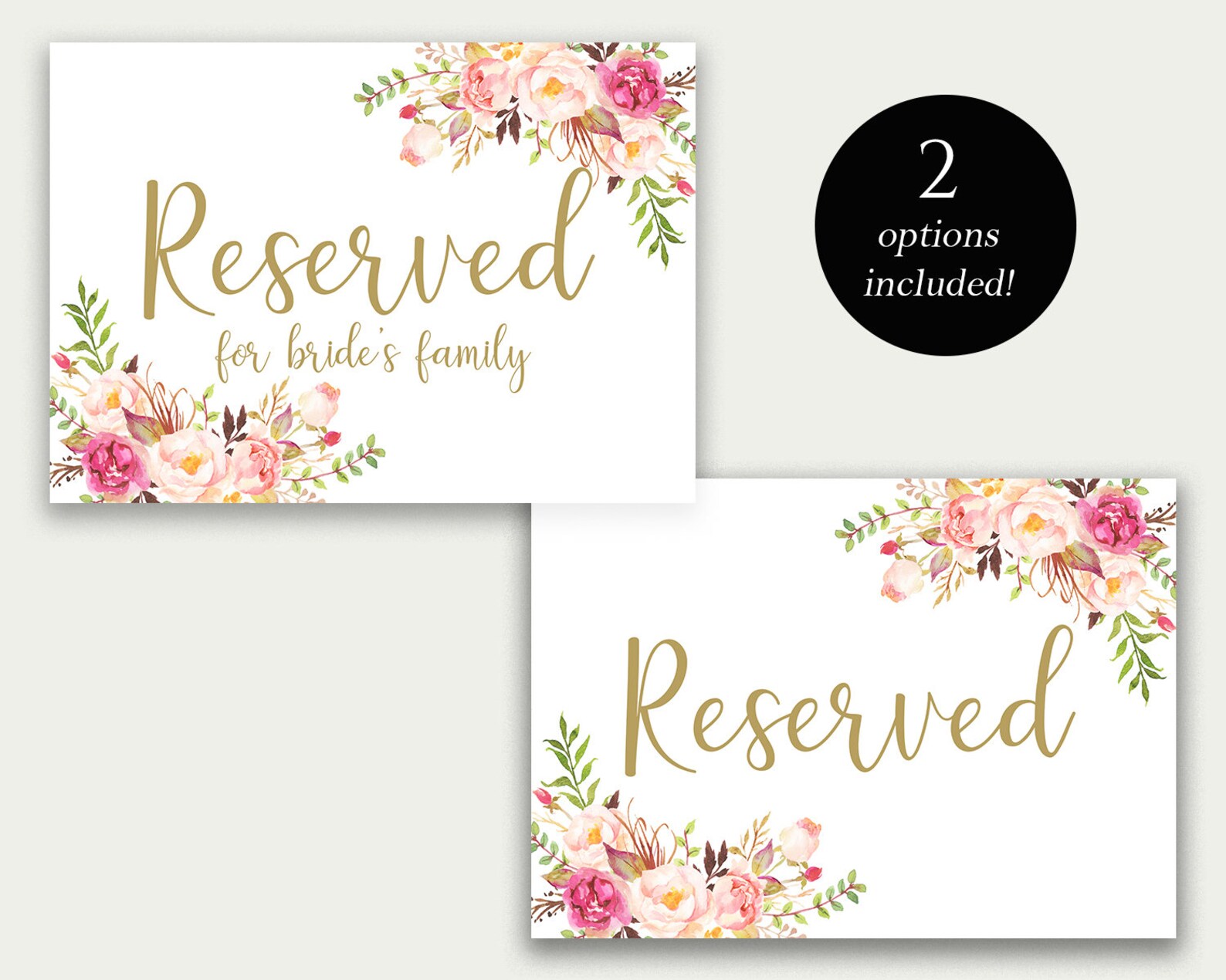 Floral Reserved Sign Reserved Printable Reserved Wedding Sign Reserved ...