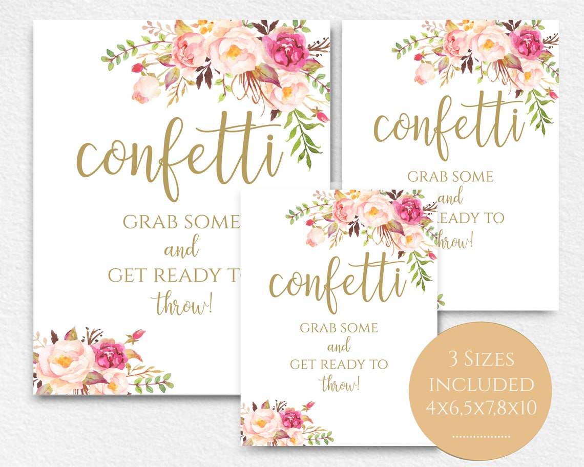 Confetti Printable Confetti Sign Printable Wedding Confetti - Etsy