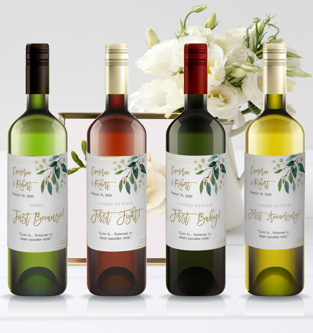 Wedding Milestones Wine Label, Wedding Couple Gift Ideas, Custom Wine ...