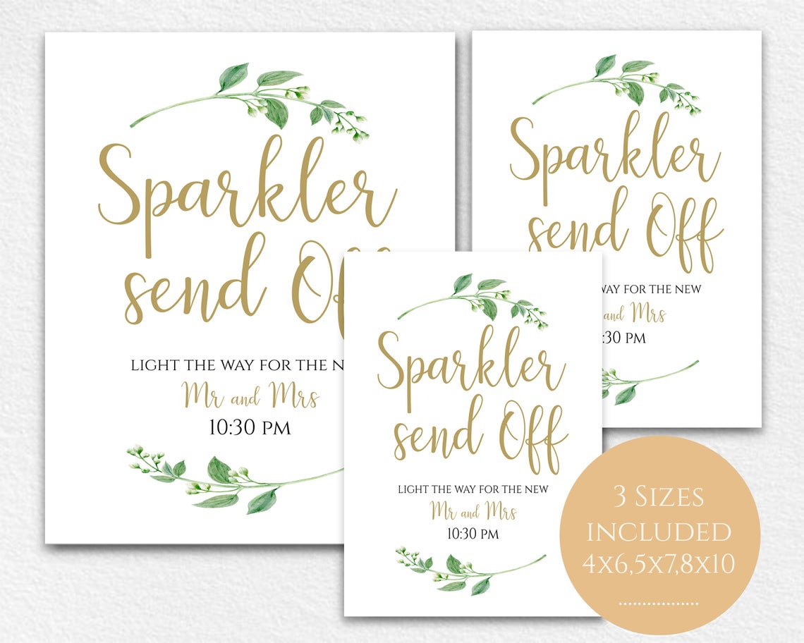 Personalized Sparkler Send off Sign Printable Sparkler Send | Etsy