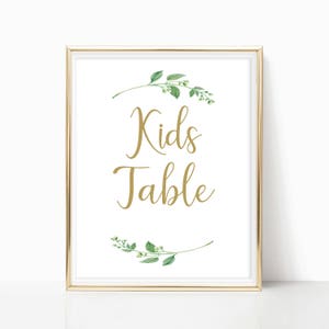 Printable Kids Table Wedding Sign Floral Kids Table Sign Wedding Table ...