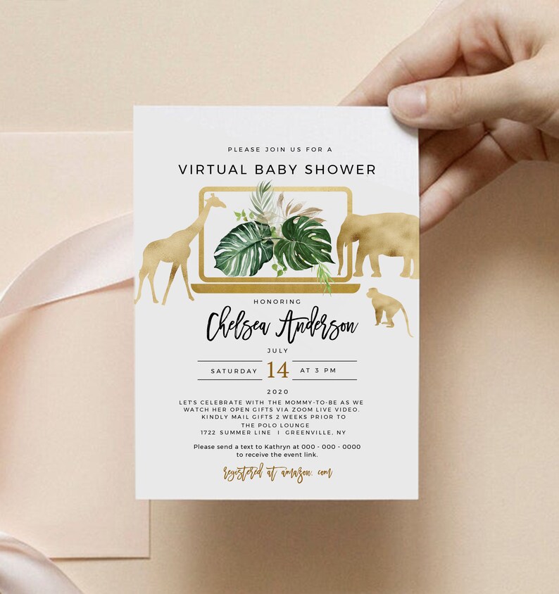 Virtual Baby Shower Invitation Template Social Distancing Baby - Etsy