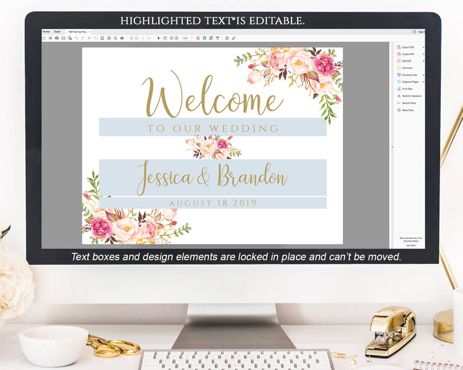 Printable Welcome Sign Wedding Horizontal Welcome Poster - Etsy