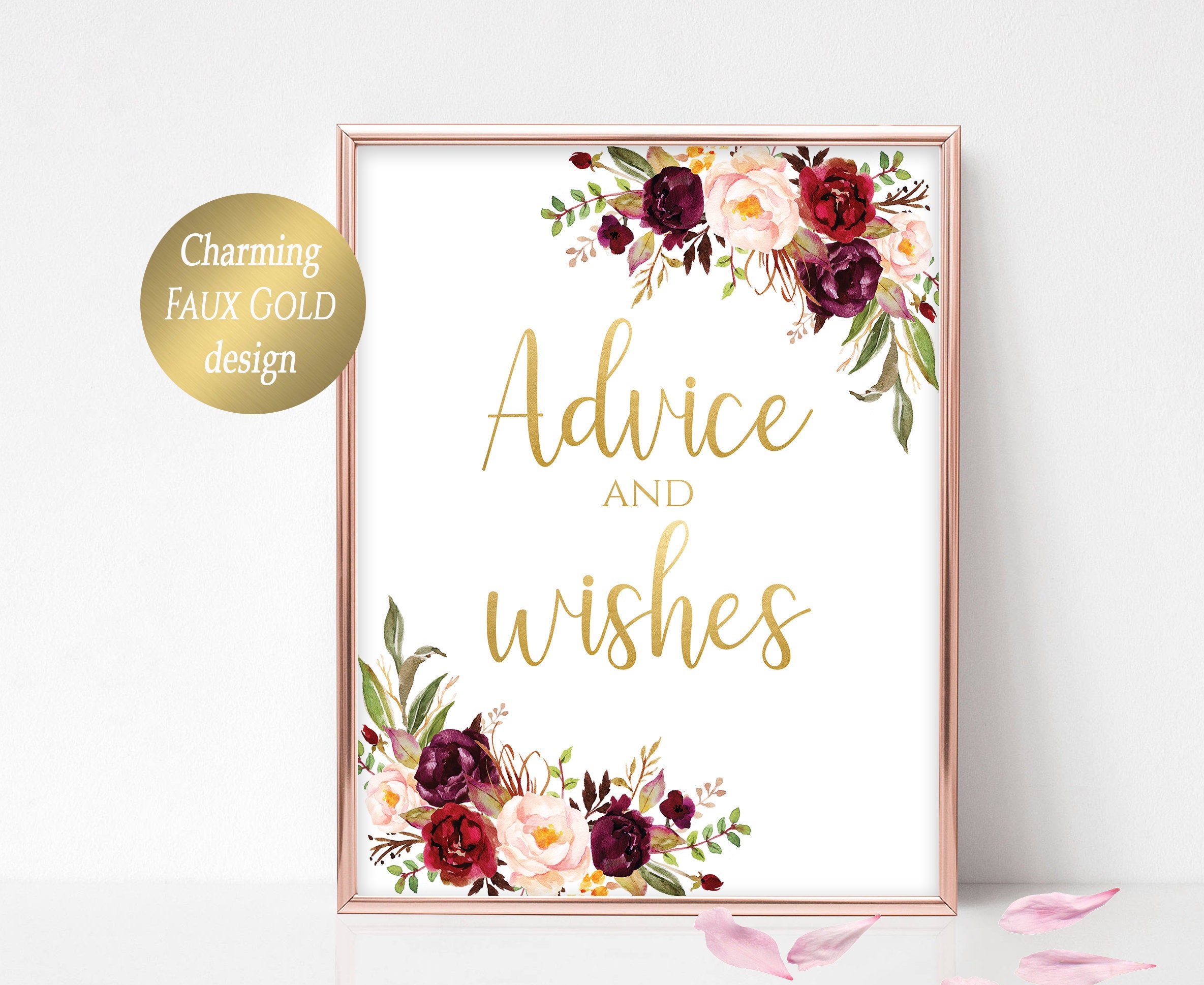 Printable Wedding Advice Sign Advice and Wishes Wedding | Etsy