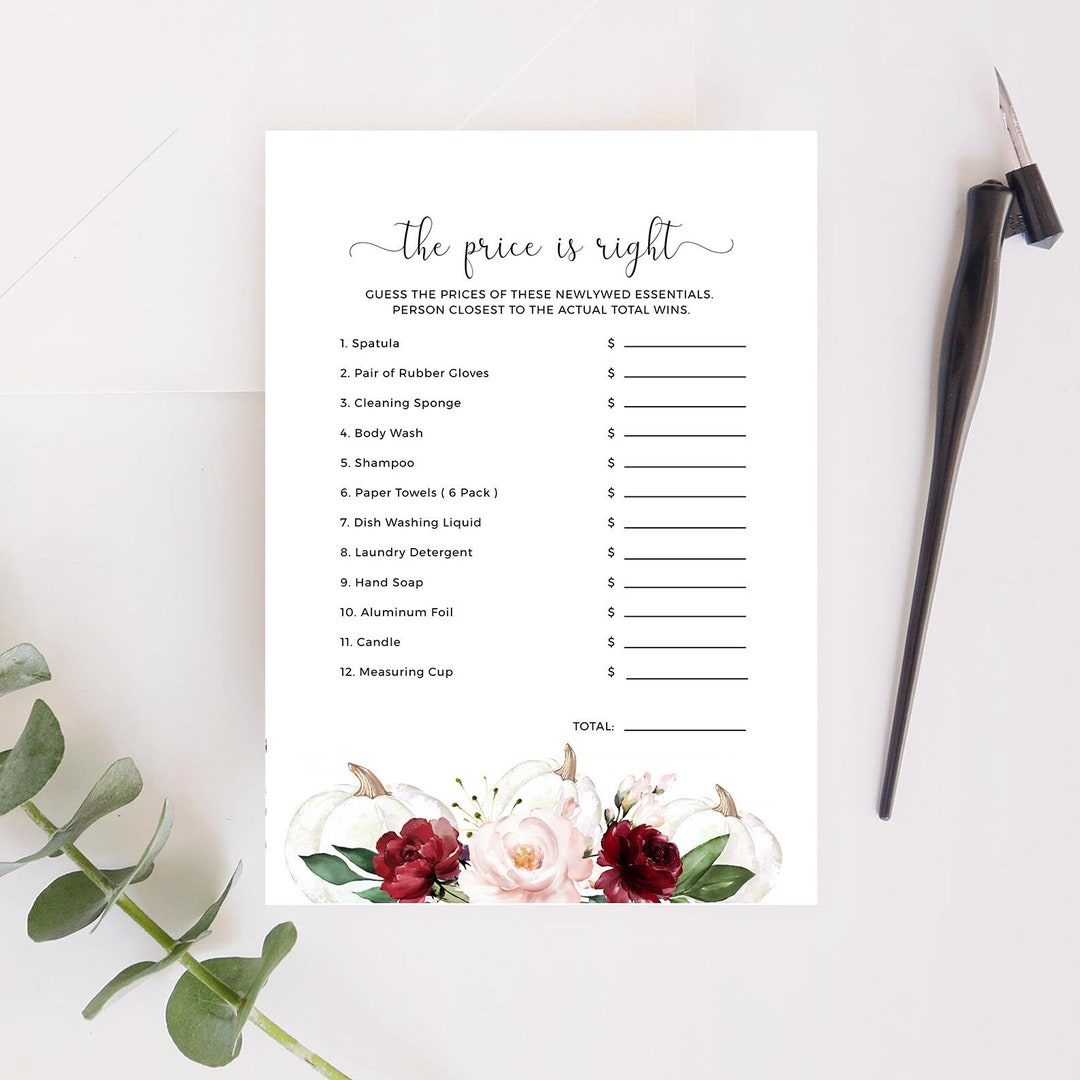 The Price is Right Game Template, Printable Bridal or Baby Shower Game ...