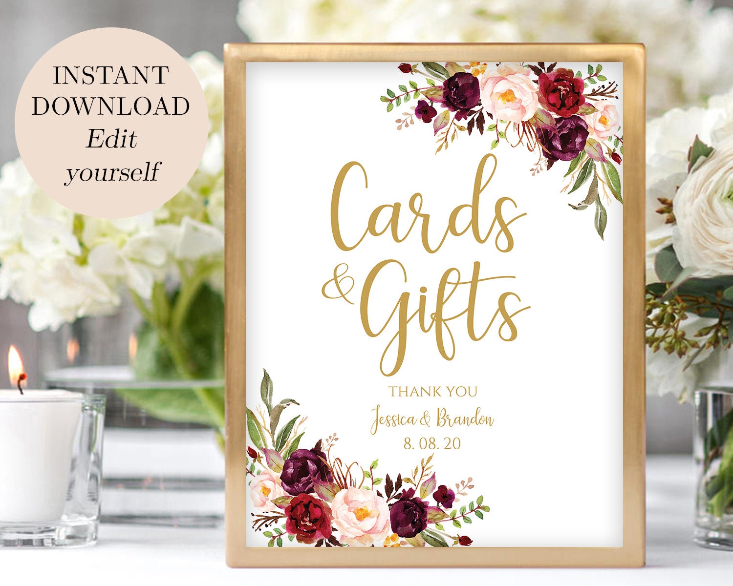 Personalized Cards and Gifts Sign Wedding Poster Gift Table | Etsy