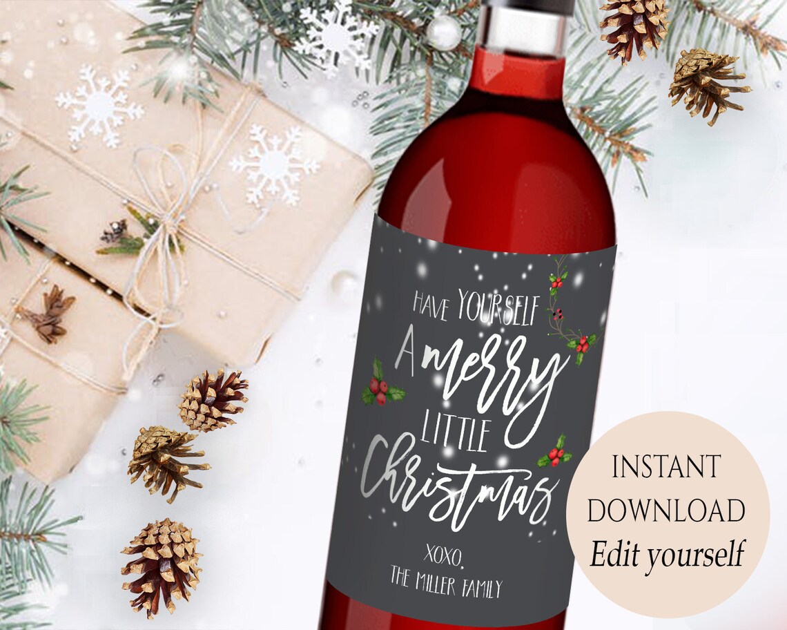 Printable Christmas Gift Set of 4 Christmas Wine Labels - Etsy