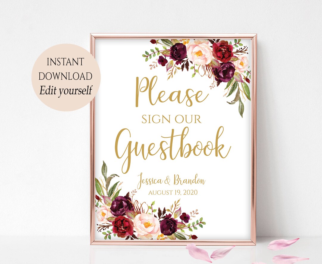 Printable Please Sign Template Please Sign Our Canvas, Guestbook, Globe ...