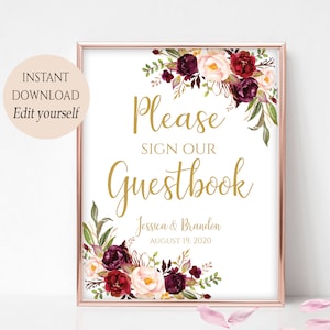 Printable Please Sign Template Please Sign Our Canvas, Guestbook, Globe ...