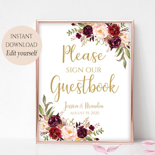 Please Sign Our Guest Board Sign Editable Template Wedding - Etsy