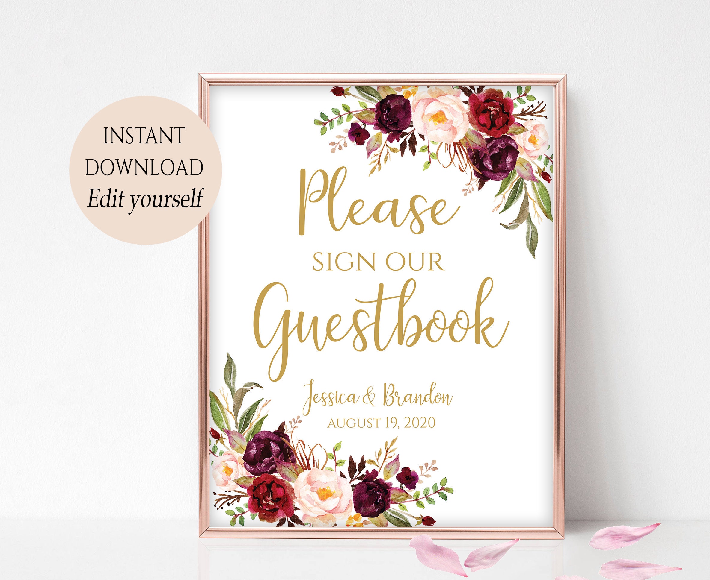 Printable Please Sign Template Please Sign Our Canvas, Guestbook, Globe ...