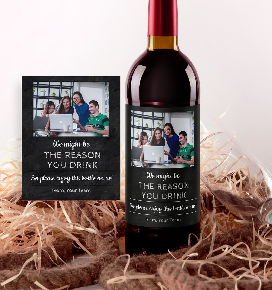 Photo Wine Label Template, Boss Christmas Gift, Christmas Gift for Boss ...