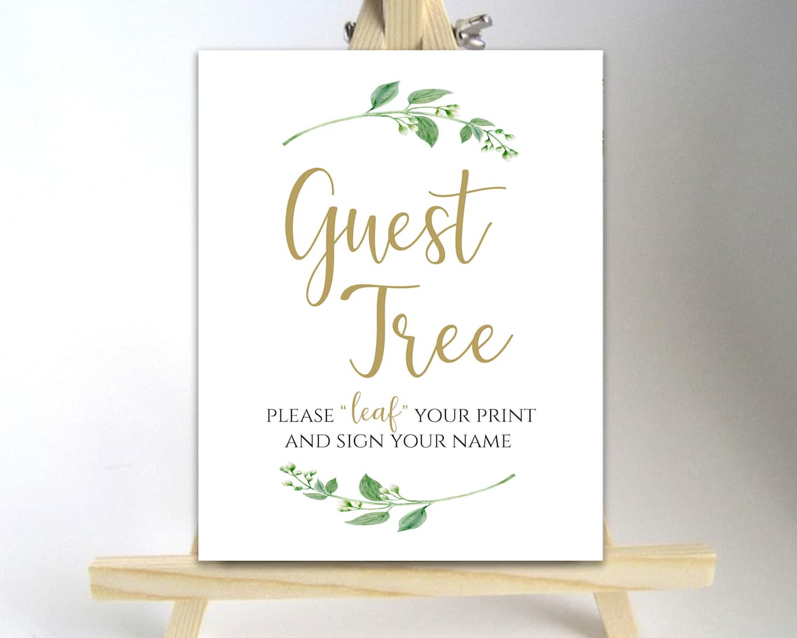 Printable Guest Tree Sign Please Leaf Your Name Guest Book - Etsy