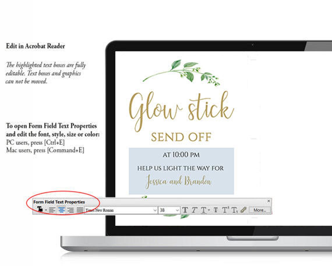 Personalized Glow Stick Send off Wedding Sign Printable | Etsy