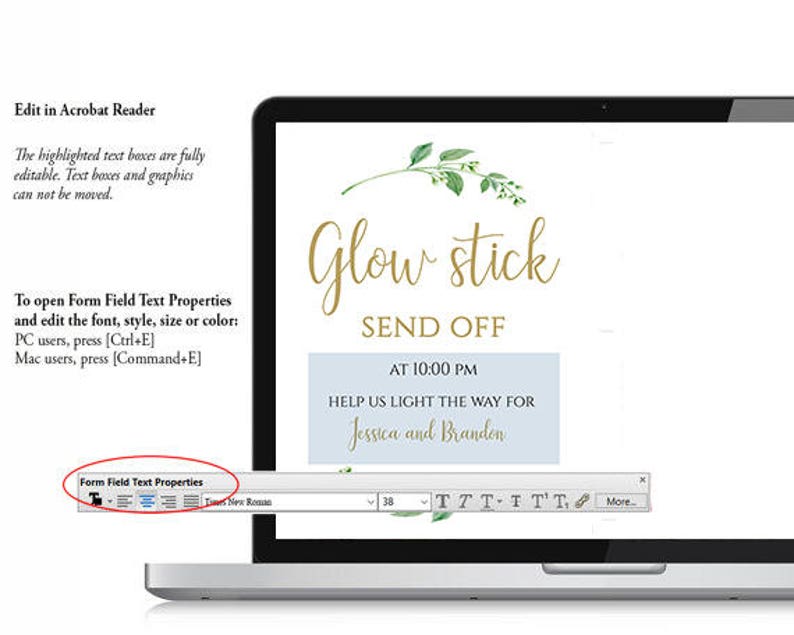 Personalized Glow Stick Send off Wedding Sign Printable | Etsy