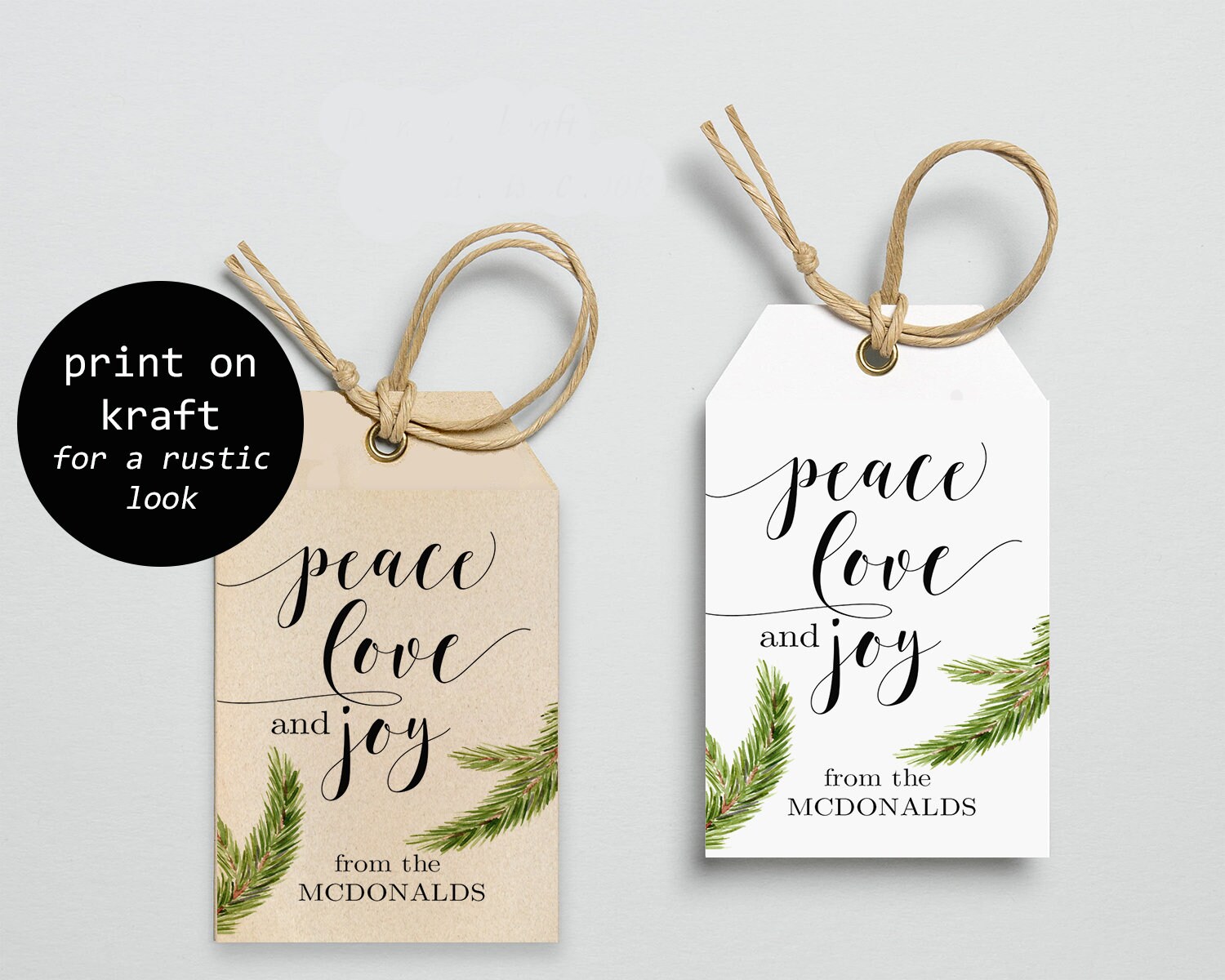 Peace Love and Joy Holiday Tags Personalized Christmas Tags - Etsy