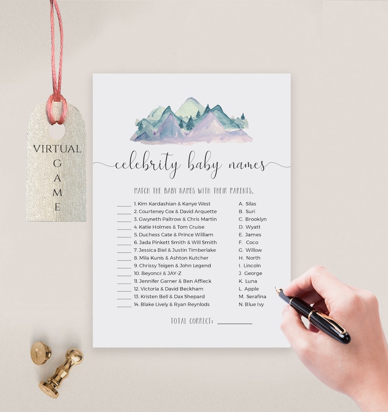 Celebrity Baby Names Game Printable & Virtual, Editable Template ...
